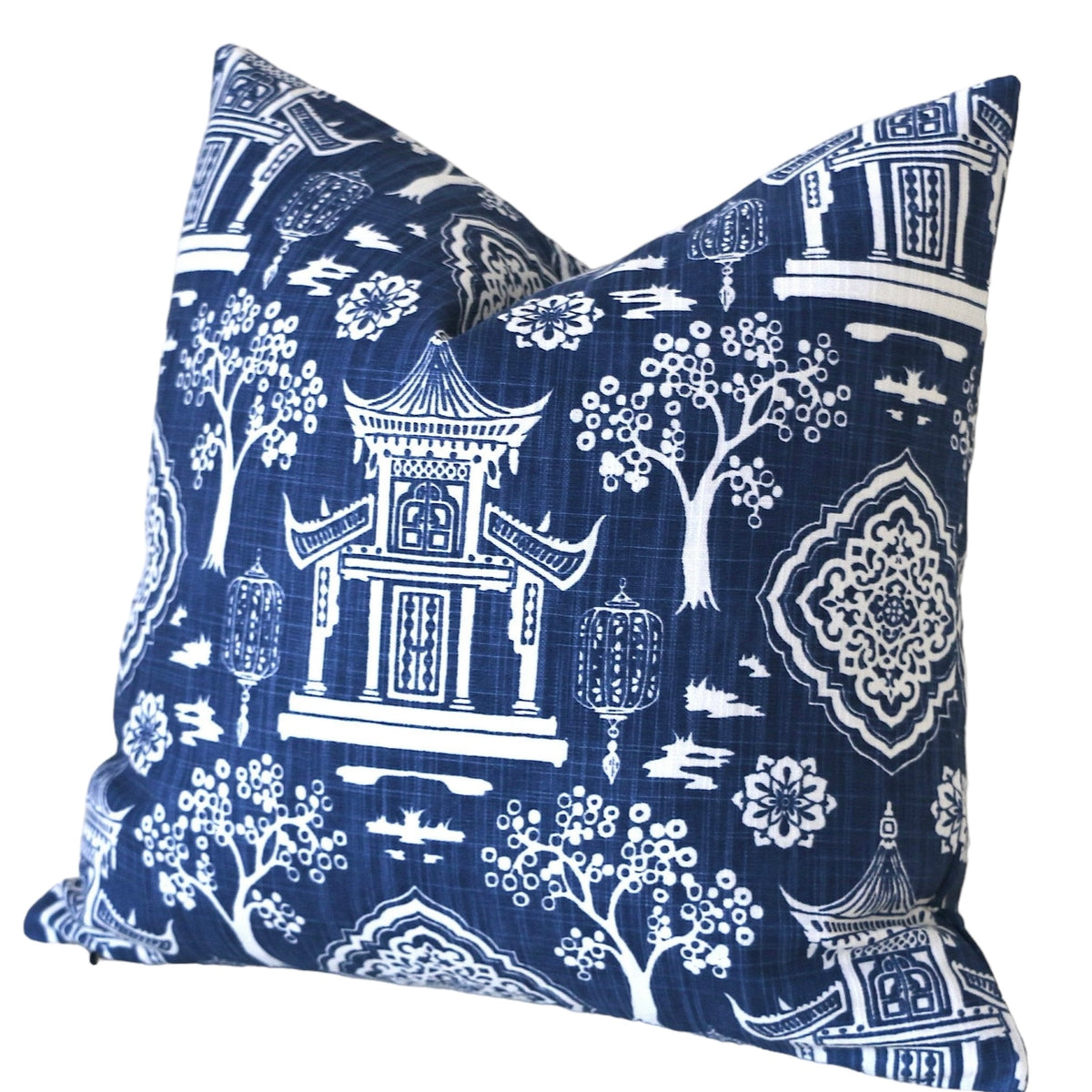 Chinese Temple Pillow / Blue and white pillow / Asian pillow / blue ...