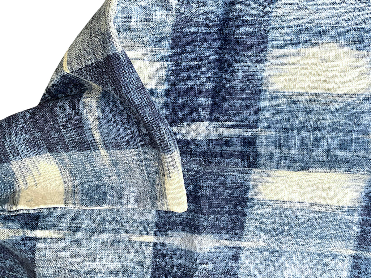Sale: Indigo and Ivory Ikat Plaid Lumbar Pillow Cover 12x21 | Annabel Bleu