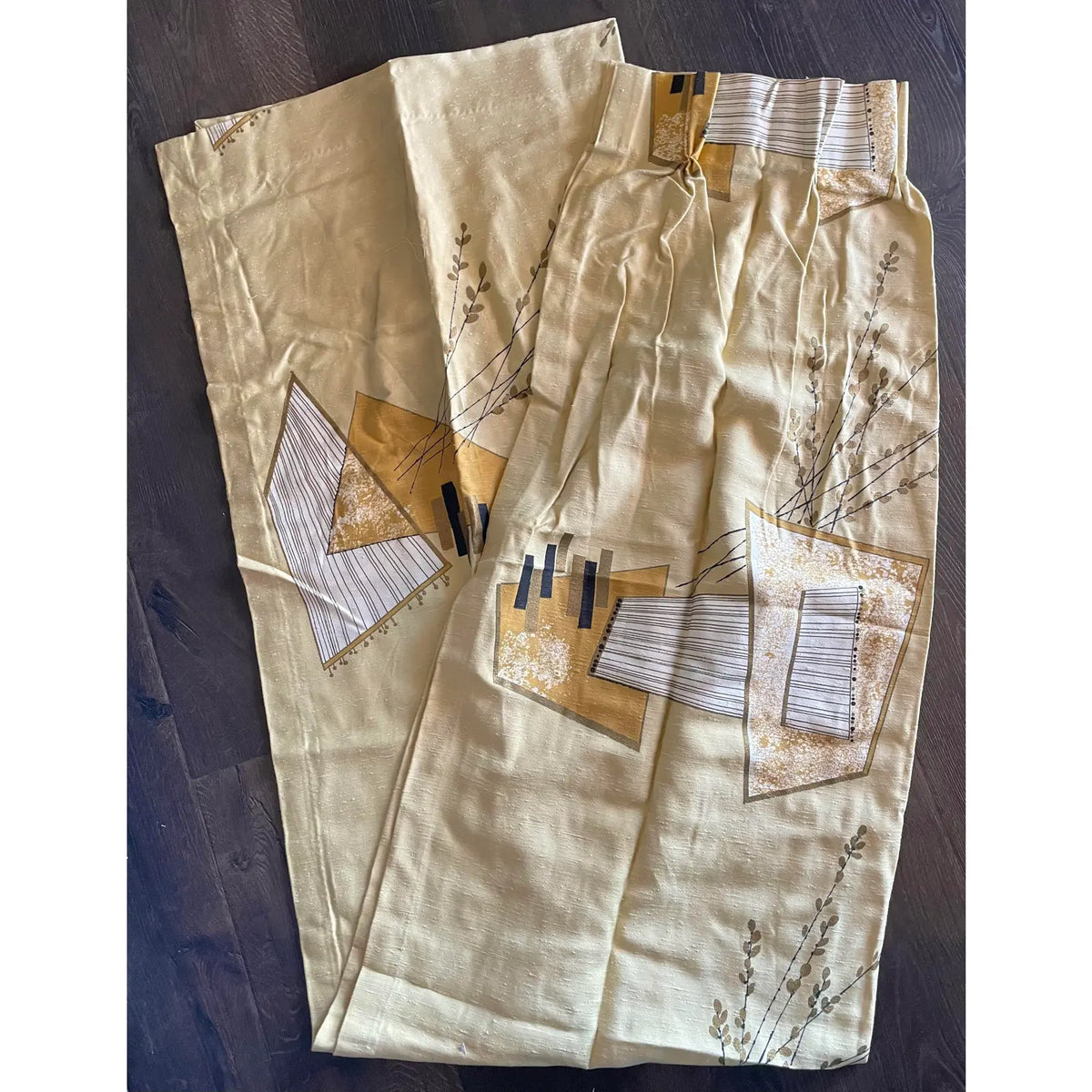 Mid Century Modern Gold Atomic Drapery Panel | Annabel Bleu