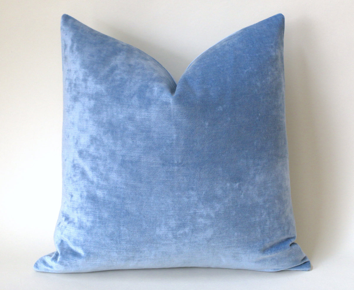 Ice Blue Vintage Velvet Pillow Cover | Annabel Bleu
