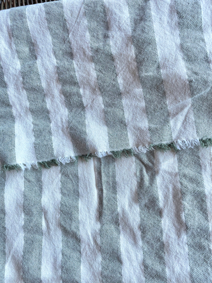 Moss Green & Cream Fabric by the yard / Home Decor Fabric / Ticking Up ...